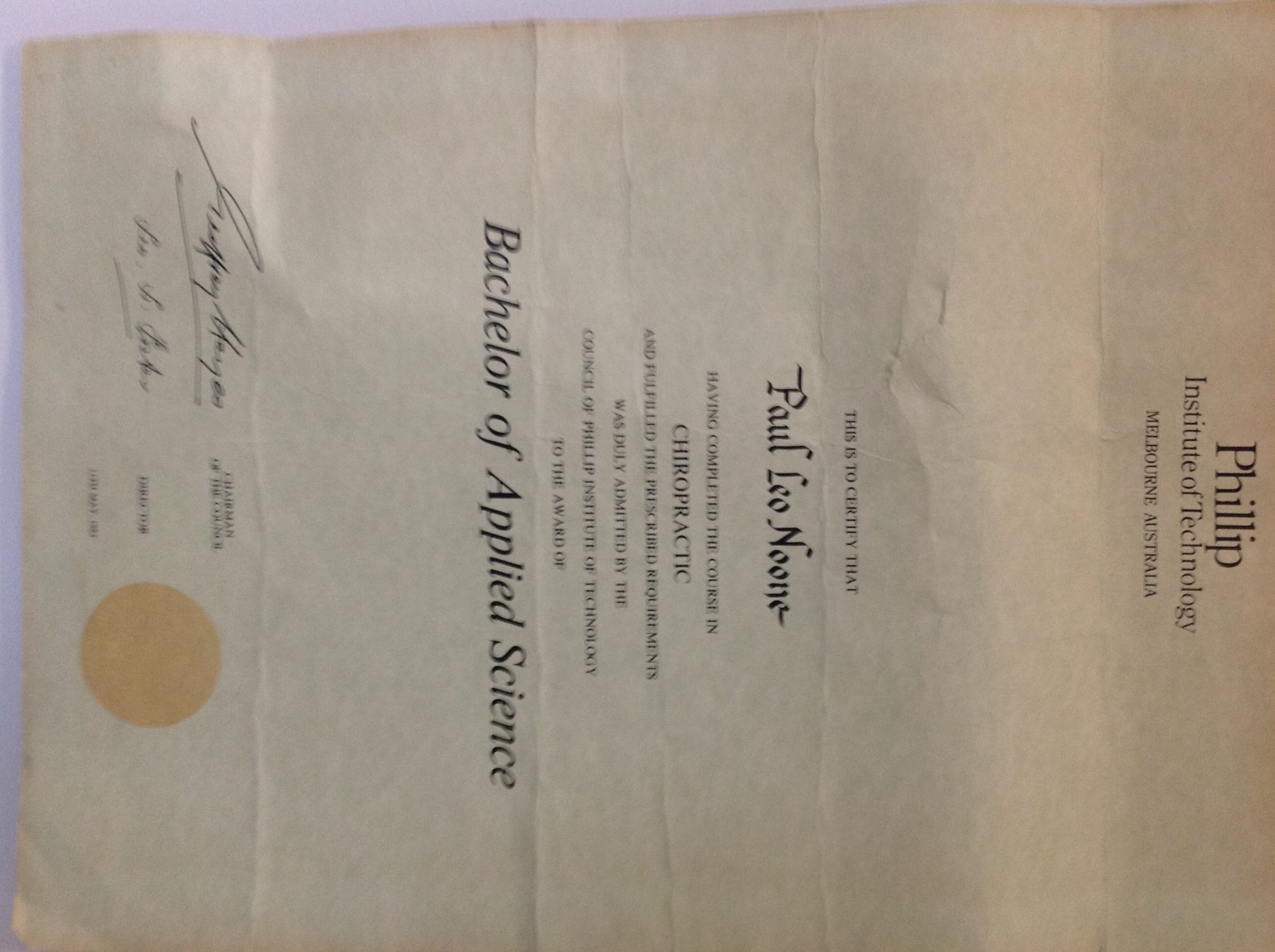 Paul Noone Chiropractic Degree - Small Street Clinic Hampton